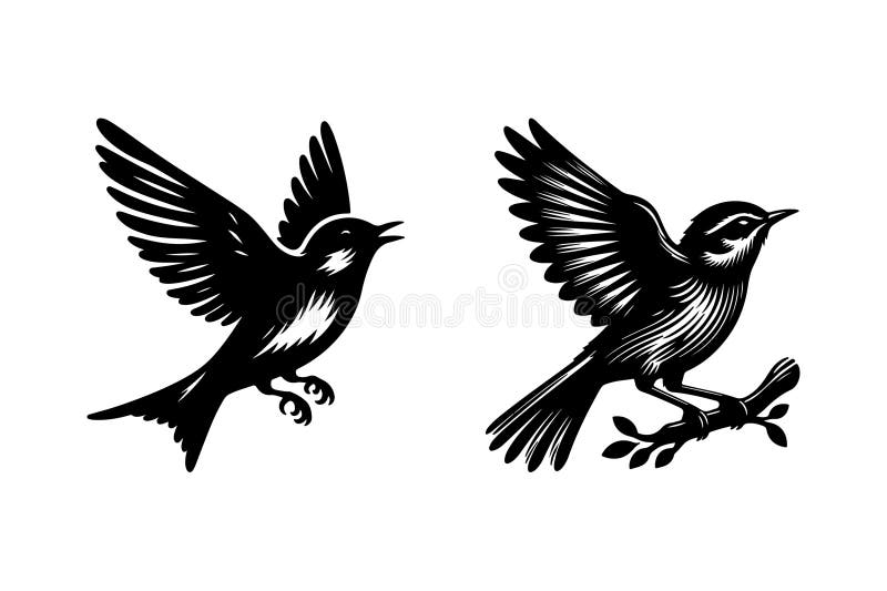 Two Bird Vector Art. Two Bird Illustration, Bird Logo Stock Vector ...