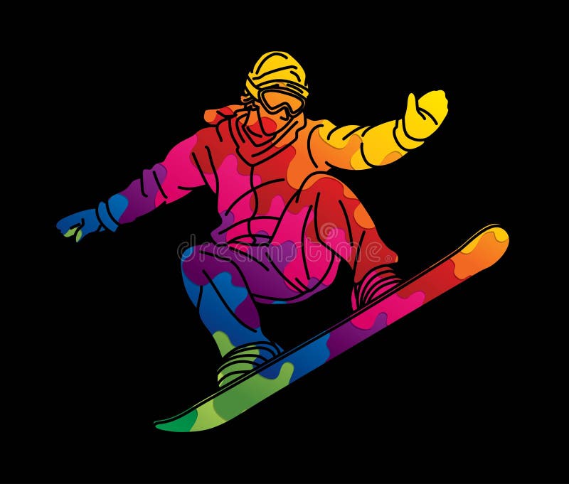 Snowboard Sport Snowboarder Action Cartoon Graphic Vector Stock Vector ...