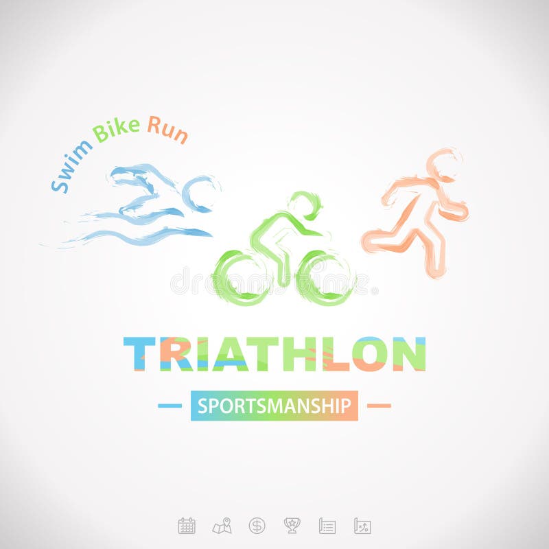 Triathlon Swim Bike Run Fitness Symbol Infographic Stock Vector ...