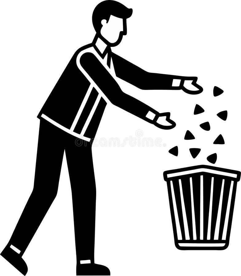 Trash Box Icon Man Throw Garbage on Trash Box Icon Vector Stock Vector ...
