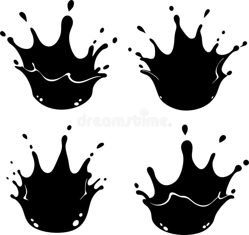 Set of Black Splash Water Vector Black Set Icon Stock Vector ...