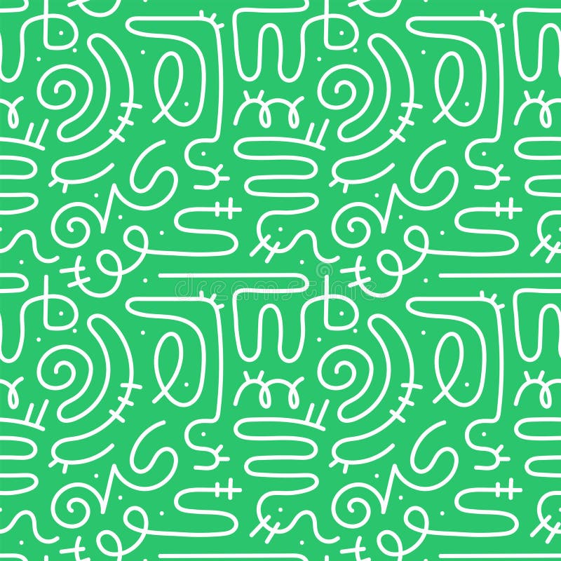 Fun Line Doodle Seamless Pattern Stock Illustration - Illustration of ...