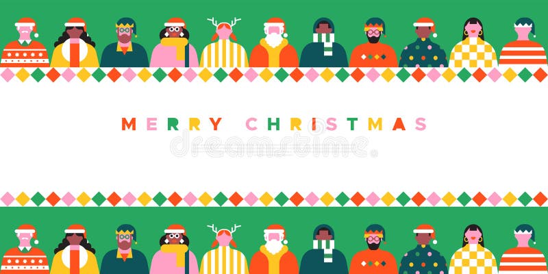 Diverse Christmas People Web Template Illustration Stock Vector ...
