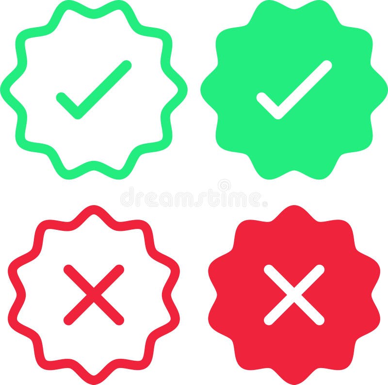Right Icon with Green, Wrong Icon To Say No or Refuse the Require, the ...