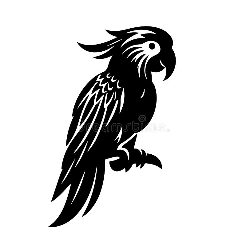 Parrot Silhouette. Parrot Black Icon on White Background Stock Vector ...