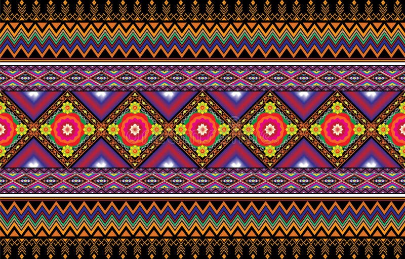 Ethnic Monochrome Seamless Pattern. Background with Aztec Geometric ...