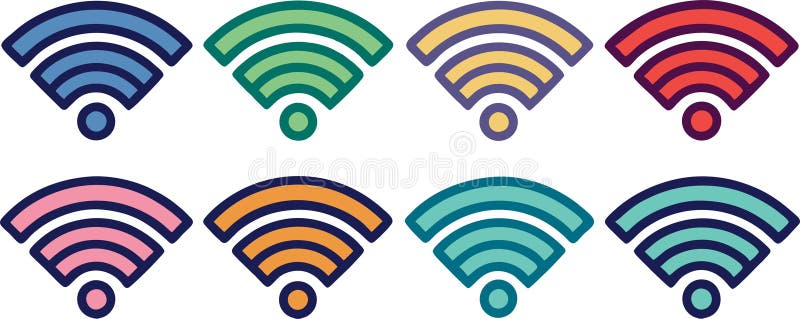 Wi-Fi Icon Set. Radio Wave Icons. Wireless Communication. Vector. Stock ...