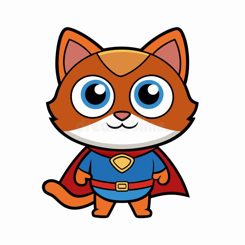 Cute Cat Superhero Cartoon Vector Illustration. Stock Illustration ...