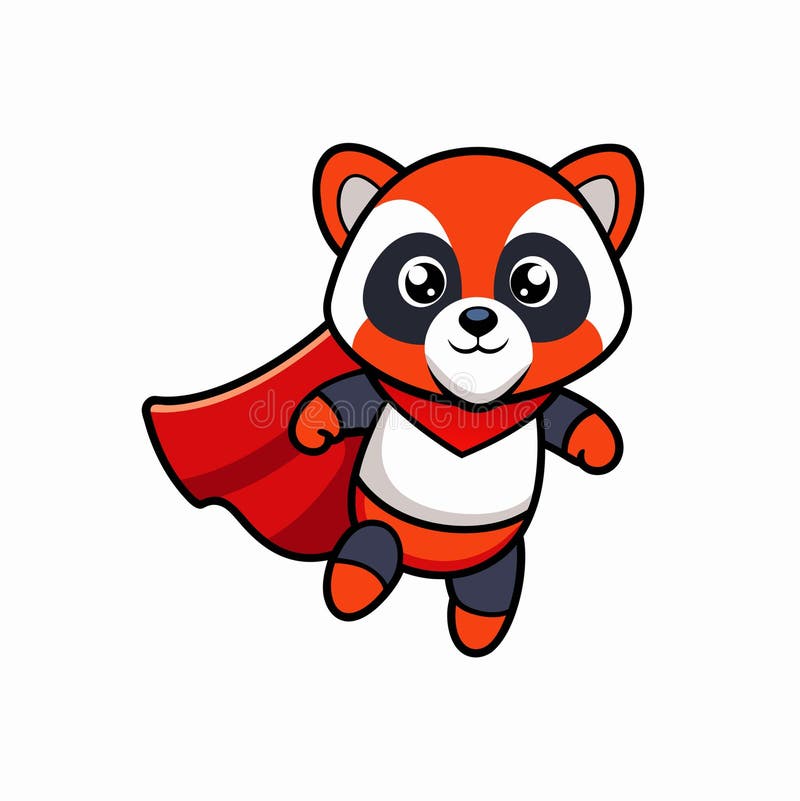 Cute Panda Superhero Flying Cartoon Vector Illustration Stock Vector ...