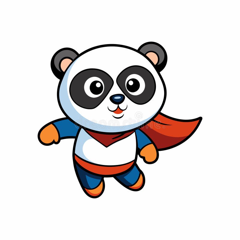 Cute Panda Superhero Flying Cartoon Vector Illustration Stock Vector ...
