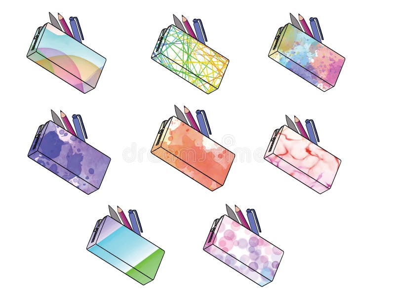 Pencil Box Clip Art Illustration. Pencil Box Stationary Stock ...