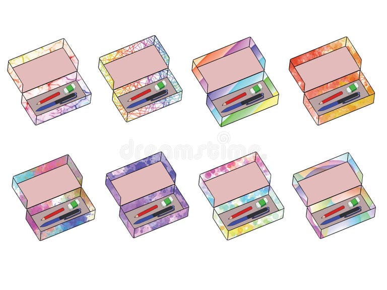 Pencil Box Clip Art Illustration. Pencil Box Stationary Stock Vector ...