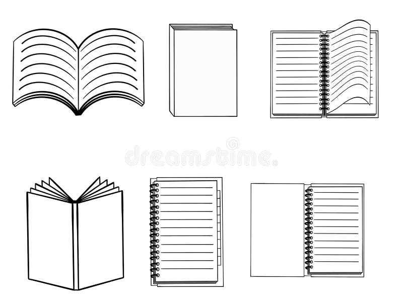 Book Stationary Line Art Illustration. Hand Drawn Back To School Stock ...