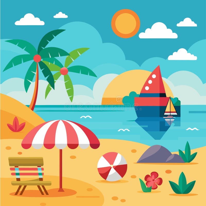 Cartoon Summer Time Banner Template , Illustration Clipart Painting ...