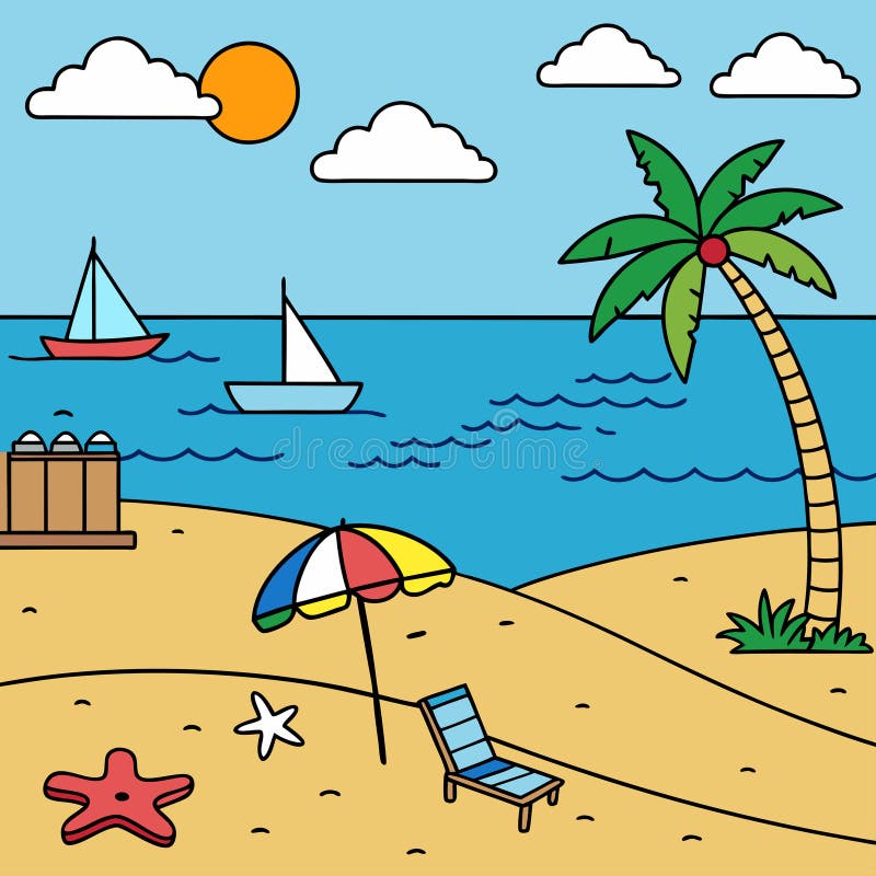 Cartoon Summer Time Banner Template , Illustration Clipart Painting ...