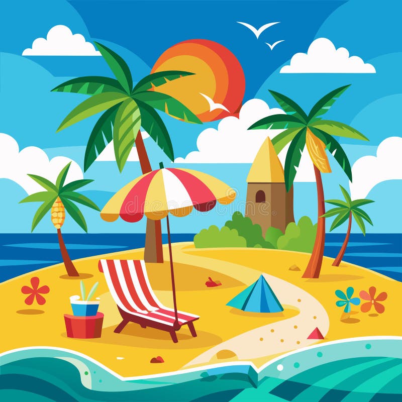 Cartoon Summer Time Banner Template , Illustration Clipart Painting ...