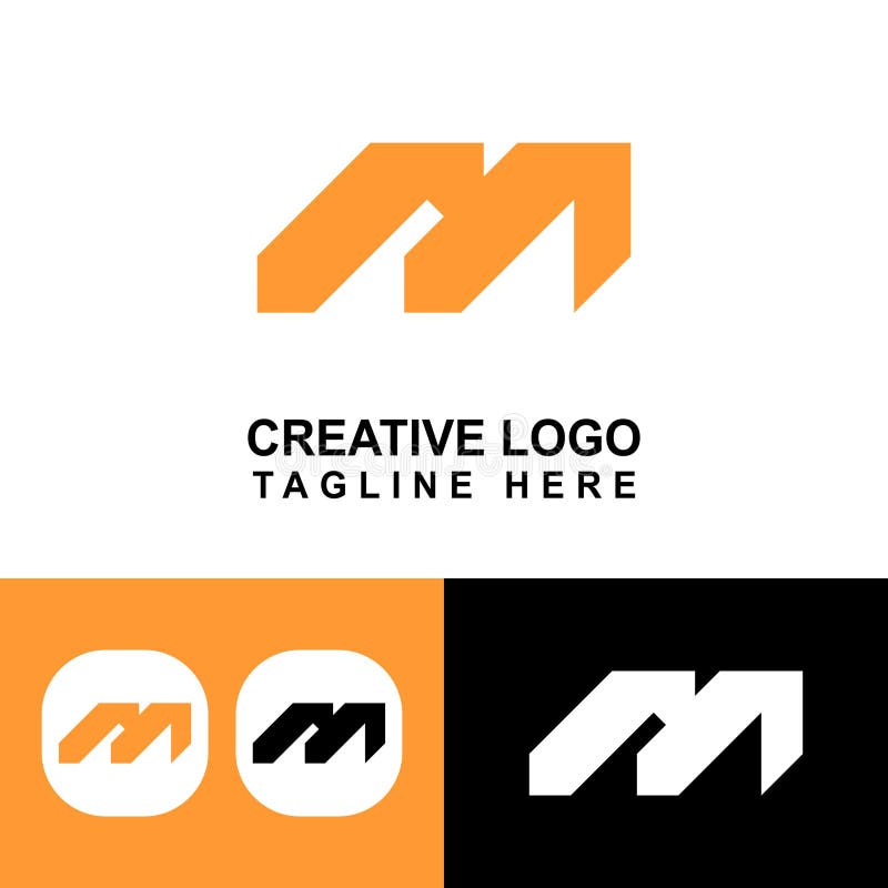 Modern M logo with orange. stock vector. Illustration of entertainment ...