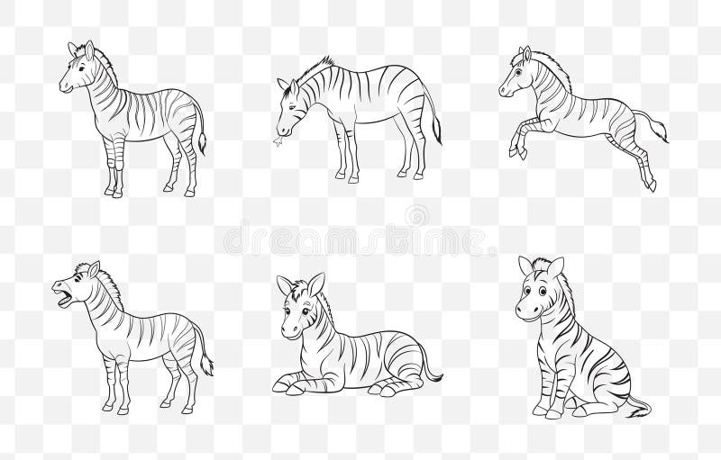 Print Elegant Zebra Line Art Vector Set Featuring Unique Designs and ...