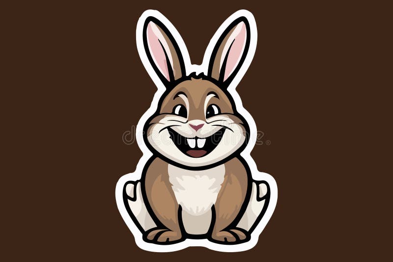 A Happy Rabbit Sticker Vector Illustration 1 Stock Vector ...
