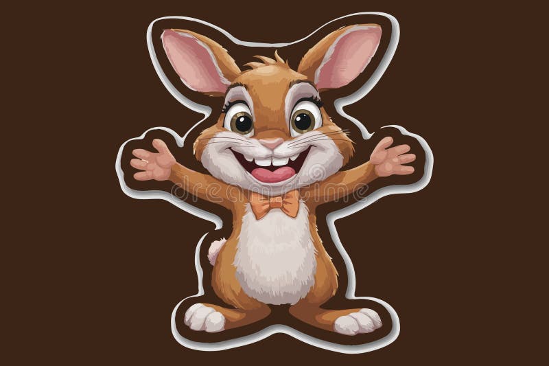 A Happy Rabbit Sticker Vector Illustration Stock Vector - Illustration ...