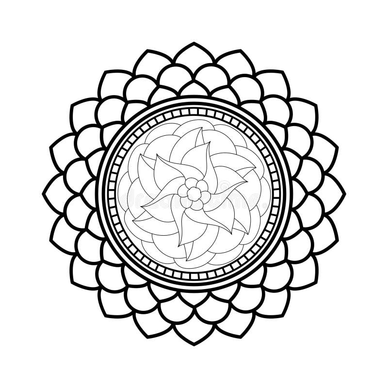 Simple Mandala Design for Coloring Vector Floral Geometric Ornamental ...