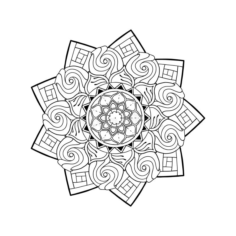 Simple Mandala Design for Coloring Vector Floral Geometric Ornamental ...