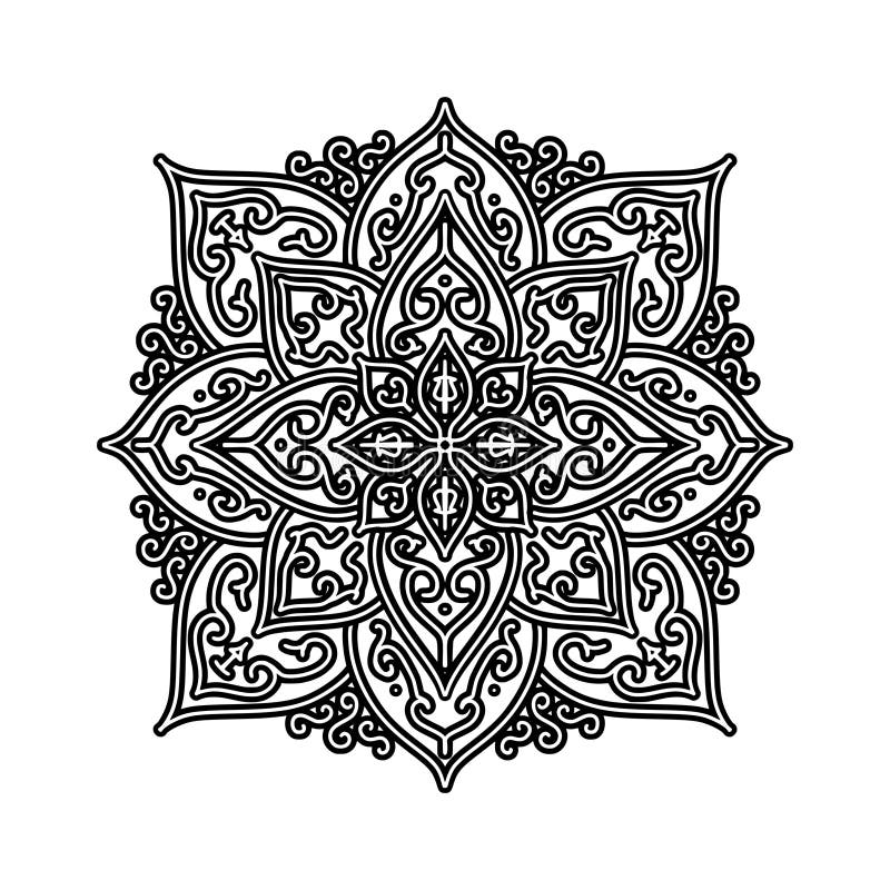 Simple Mandala Design for Coloring Vector Floral Geometric Ornamental ...