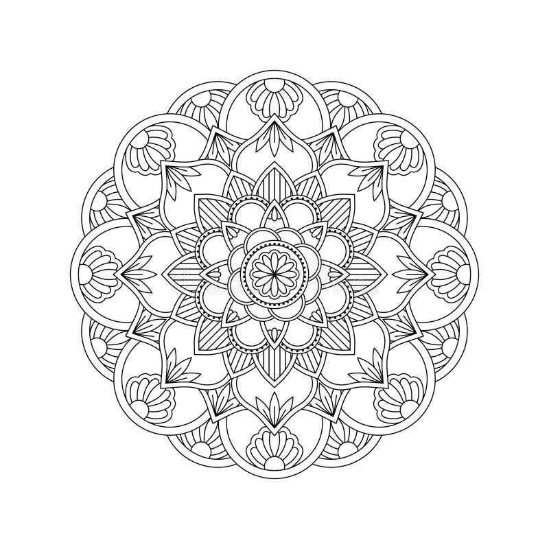 Simple Mandala Design for Coloring Vector Floral Geometric Ornamental ...