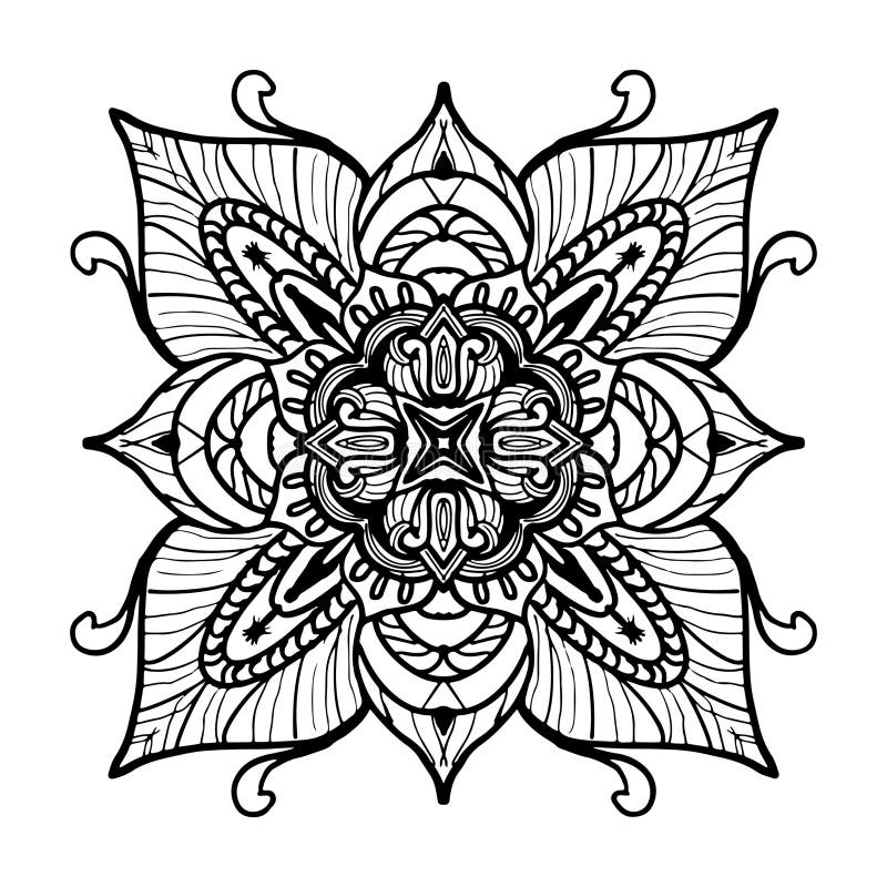 Simple Mandala Design for Coloring Vector Floral Geometric Ornamental ...