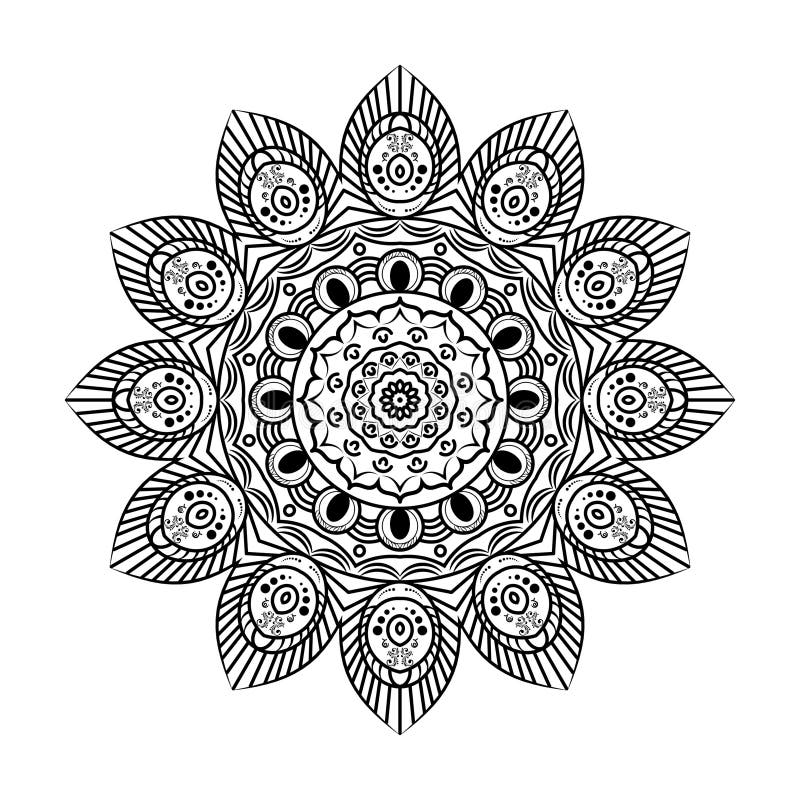 Simple Mandala Design for Coloring Vector Floral Geometric Ornamental ...