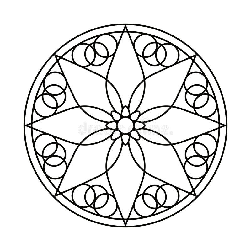 Simple Mandala Design for Coloring Vector Floral Geometric Ornamental ...