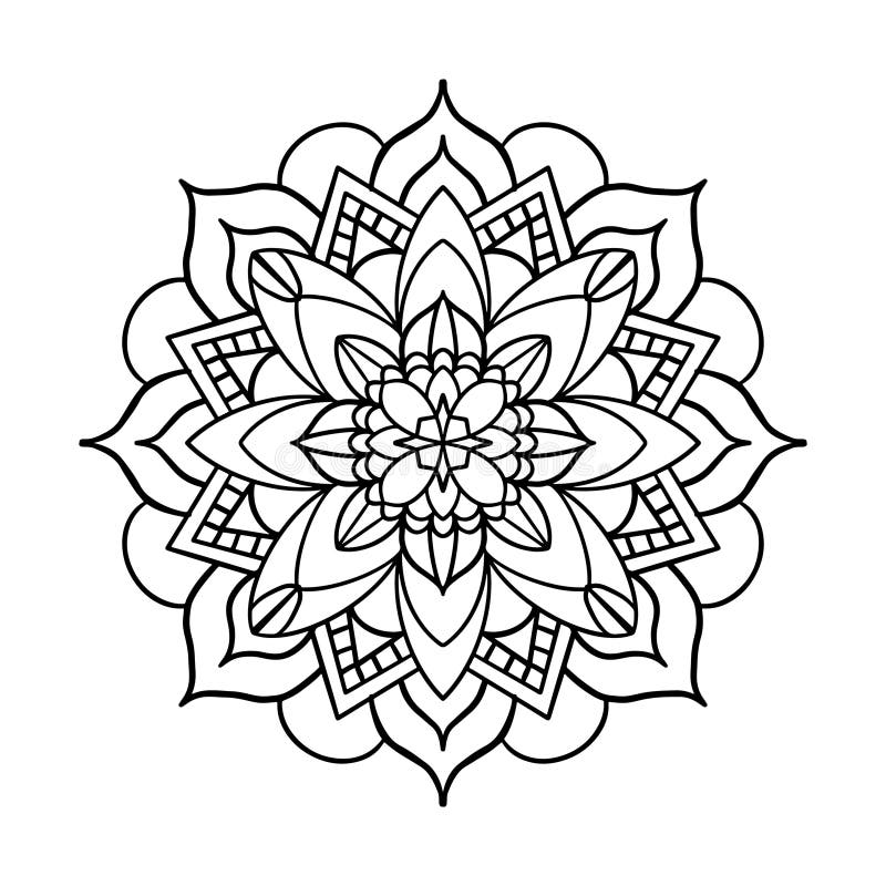 Simple Mandala Design for Coloring Vector Floral Geometric Ornamental ...