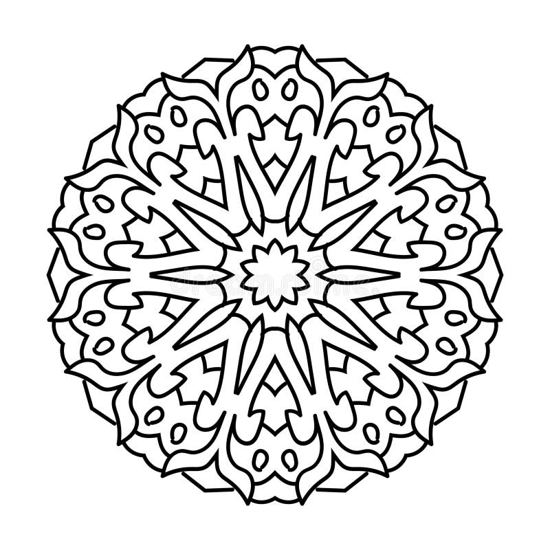 Simple Mandala Design for Coloring. Vector Floral Mandala. Geometric ...