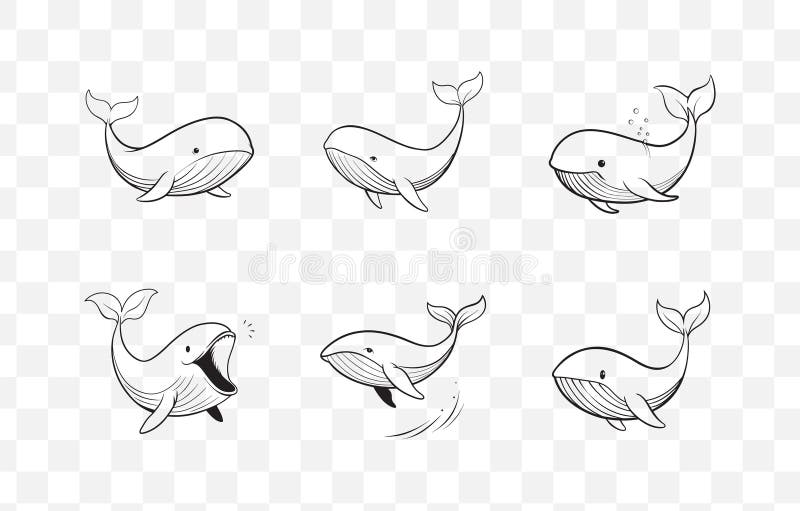 Print Exquisite Blue Whale Art Vector Set Perfect for Marine Themed ...