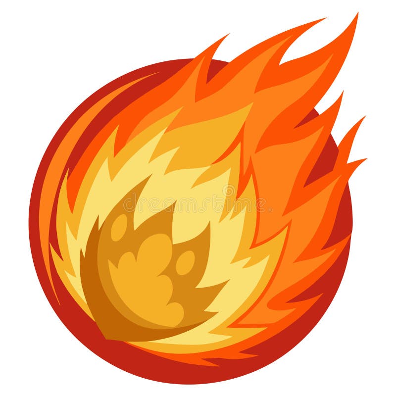 Fireball - Hot, Fiery Sphere with Flames, Contrast in Color. Stock ...