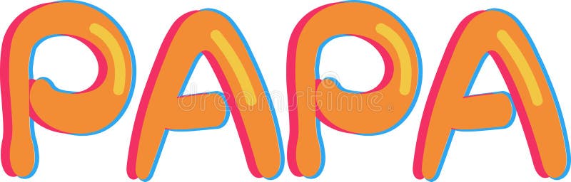 Cartoon Word Papa Lettering Text Typography Stock Illustration ...