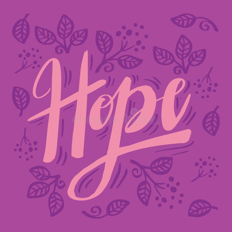 Hope Hand Drawn Lettering Poster with Floral Elements. Stock Vector ...