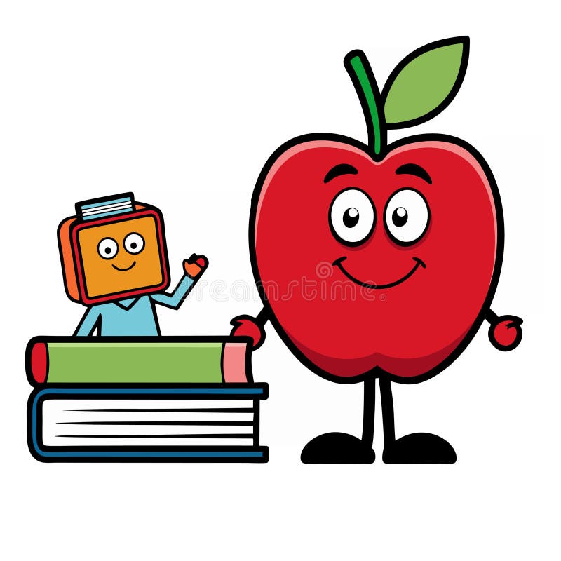 Student with Book Cute Apple Character Vector Stock Vector ...
