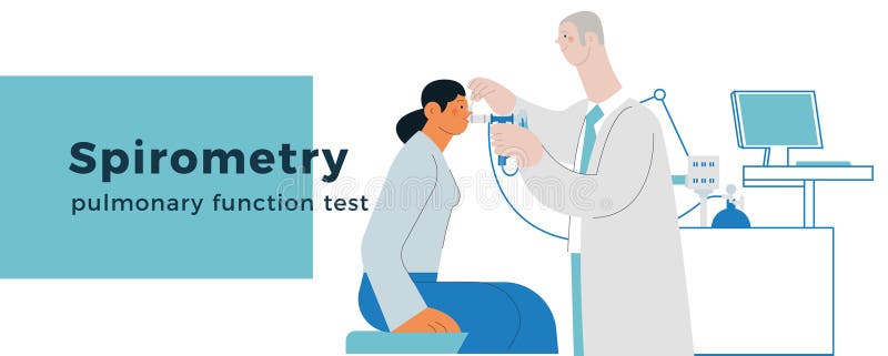 Medical Specialist Performing Spirometry on Patient in Medical Office ...