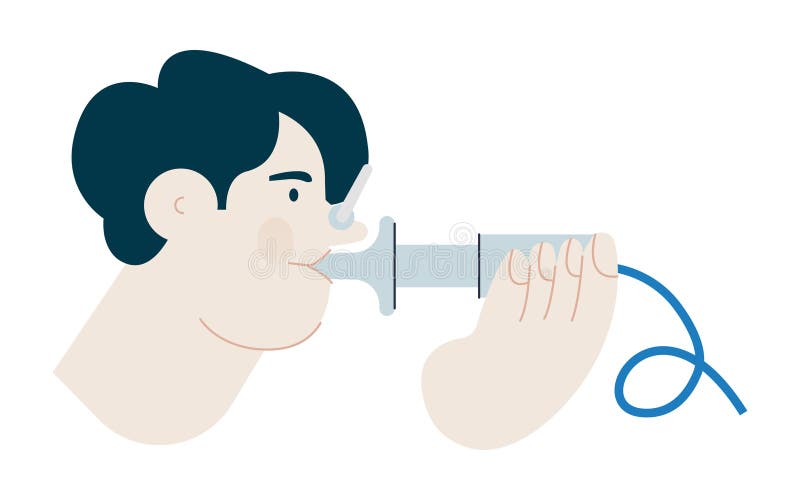 Male Performs Pulmonary Function Test. Black and White Modern Flat ...