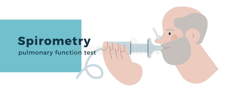 Senior Male Performs Pulmonary Function Test. Lung Function Test on ...