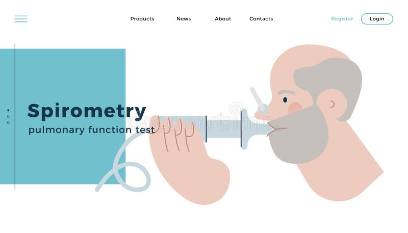 Senior Male Performs Pulmonary Function Test. Website Banner, Landing ...