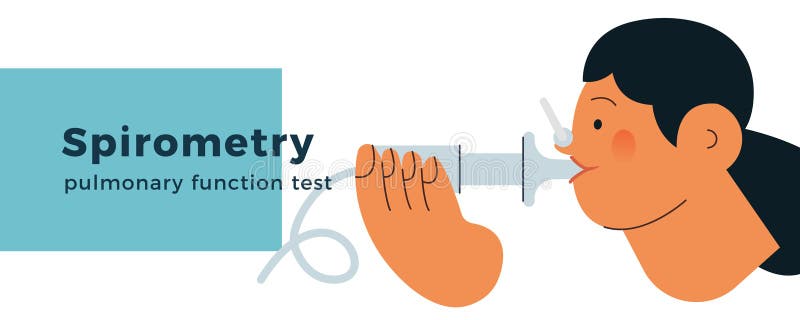 Female Performs Pulmonary Function Test. Modern Flat Vector ...
