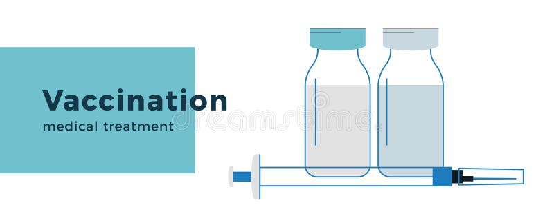 Vaccine Bottles. Ampoules with Liquid and Medical Syringe for Injection ...