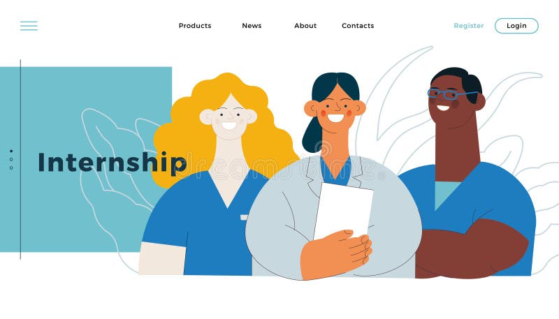 Medical Specialists Standing Together, Team of Interns on Abstract ...