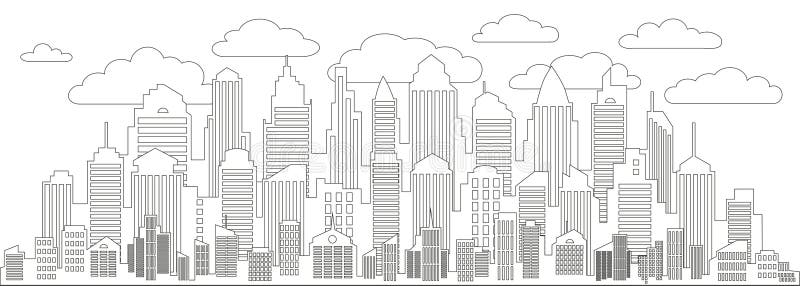 Light Gray Cityscape Background. City Buildings with Trees at Park View ...