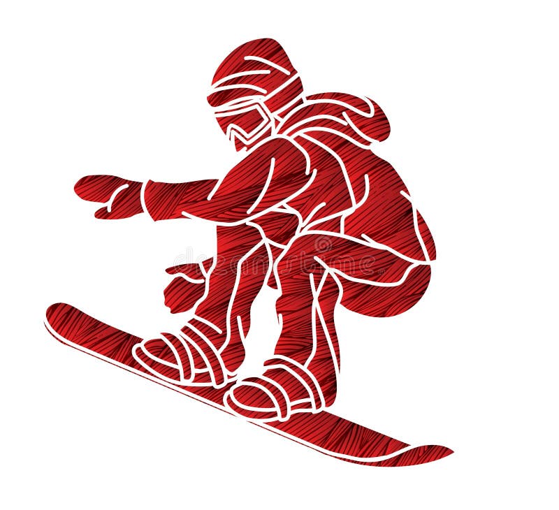 Snowboarder Action Snowboard Player Sport Cartoon Graphic Stock Vector ...
