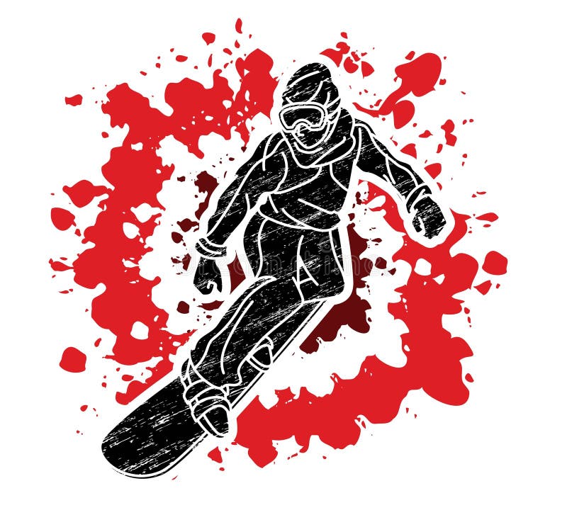 Snowboarder Action Snowboard Player Sport Cartoon Graphic Stock Vector ...