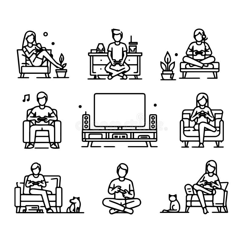 Design Vector Icon Set Playing Video Games Stock Vector - Illustration ...