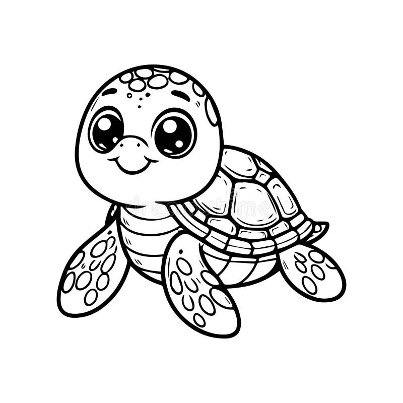 Cute Cartoon Turtle Coloring Book for Children Vector Illustration ...